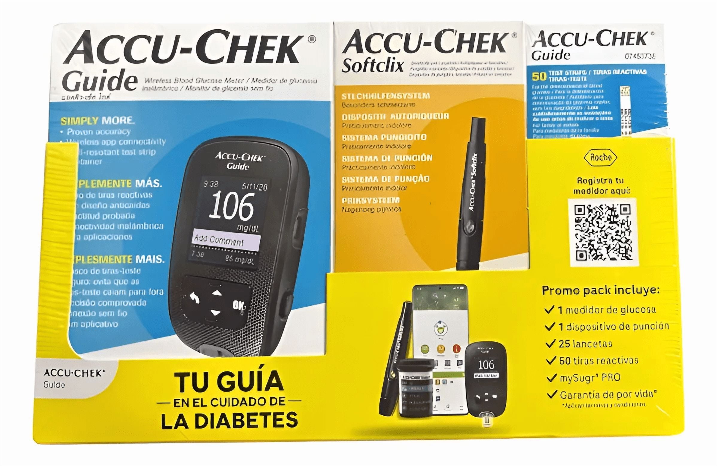 Kit Glucómetro Accu Chek Guide + Dispositivo de Punción Softclix + 50 ...