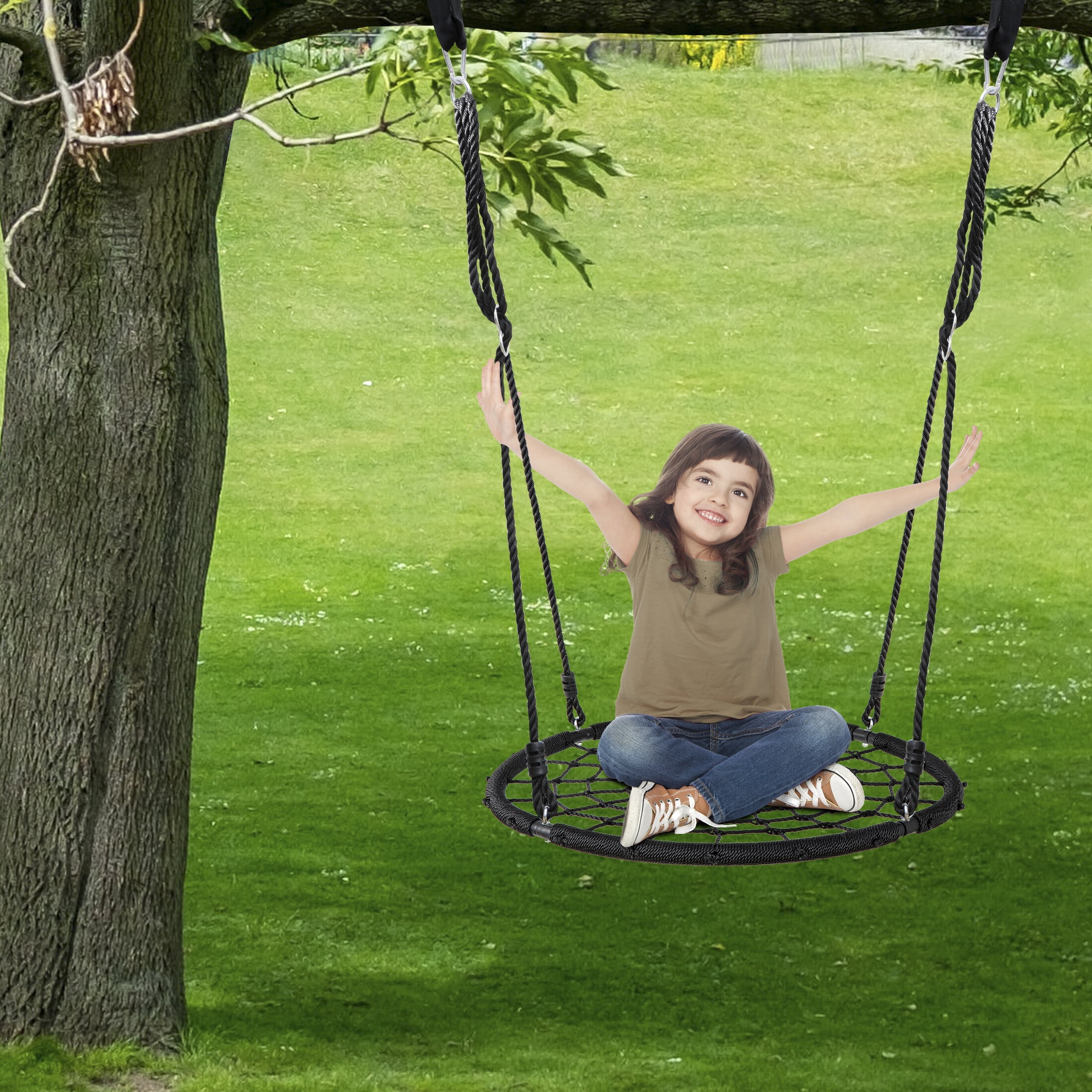 ZENSTYLE 40" Kids Spider Web Tree Net Swing Round Spider Net Swing ...