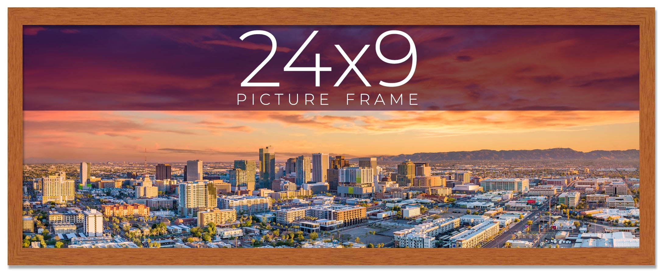 24x9 Honey Brown Real Wood Picture Frame Width 0.75 inches | Interior ...