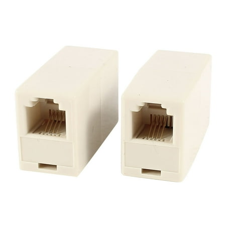 2 Pcs RJ11 6P4C Female F/F Inline Connector Telephone Cable Adapter ...