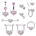 Heart-shaped navel ring, opal navel ring, nose clip, ear stud, nose ...