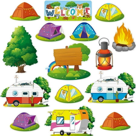 Camping Bulletin Board Decoration Set Mini Tent Vintage Trailers ...