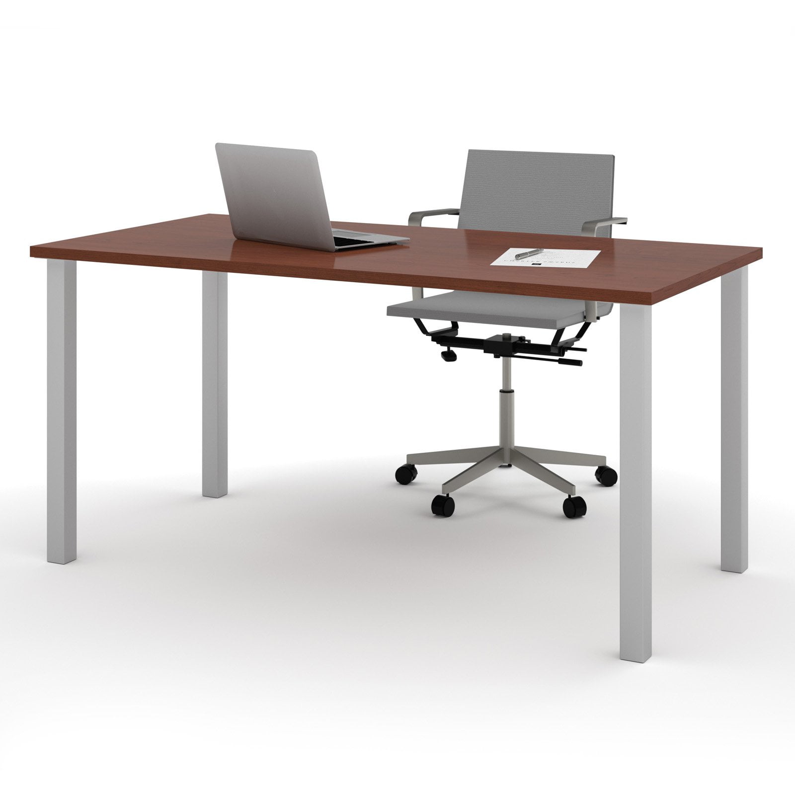 Bestar 30" x 60" Table with square metal legs in Bordeaux - Walmart.com