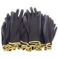 12 Pairs of Black Nylon Gloves with Non-Slip PU Coating - Lightweight ...
