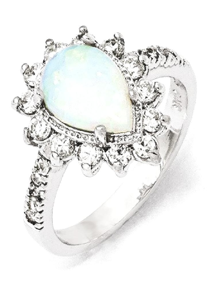 IceCarats - 925 Sterling Silver Cubic Zirconia Cz Lab Created Opal Pear ...