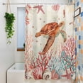 Brown Sea Turtles Shower Curtains for Bathroom, Summer Ocean Red Marine ...