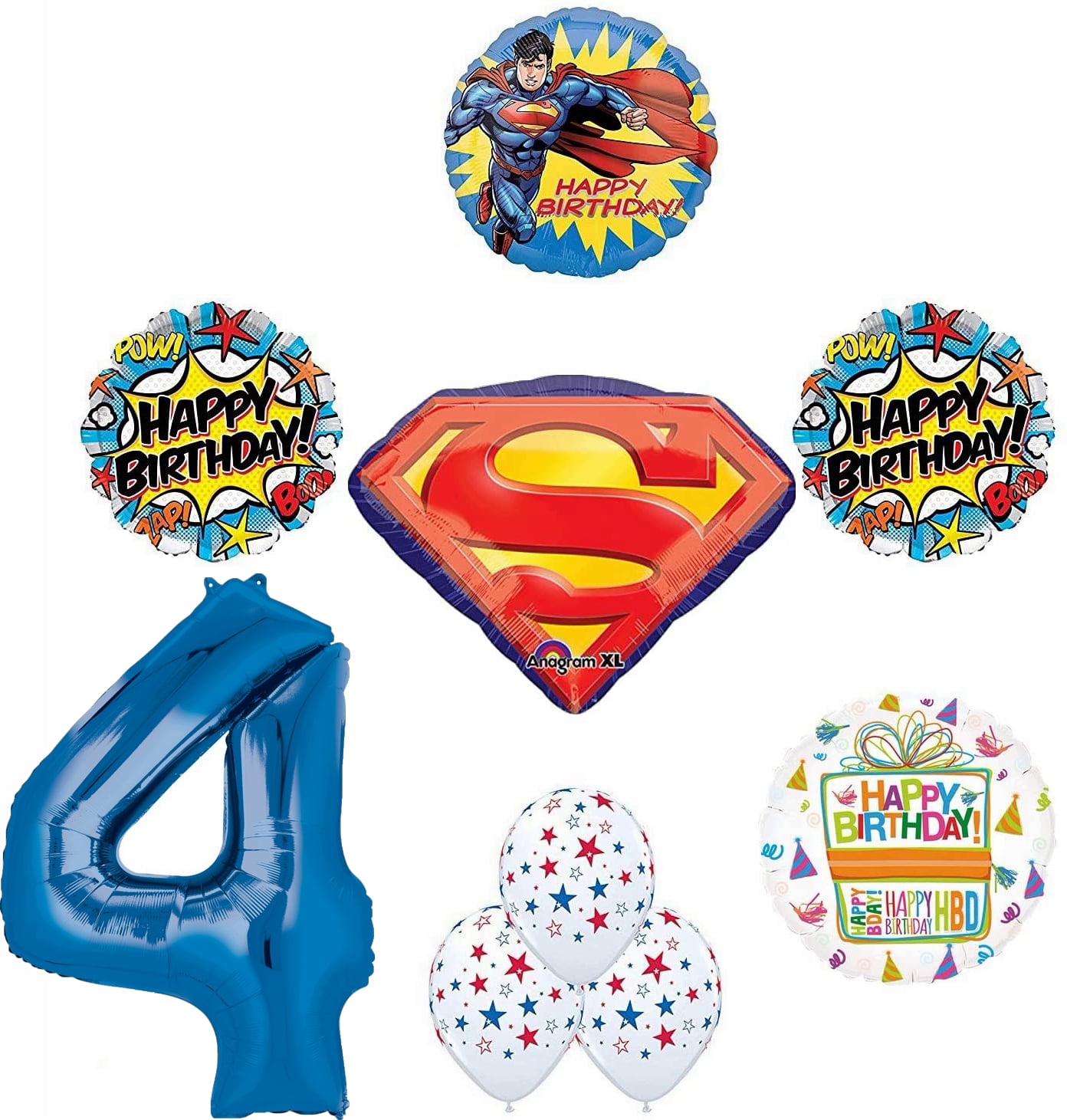 Superman 4th Birthday Party Supplies and Balloon Decorations - Walmart.com