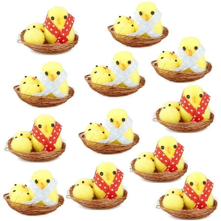 12PCS Easter Chicks Mini Plush and Fluffy Chicks, Mini Simulation ...