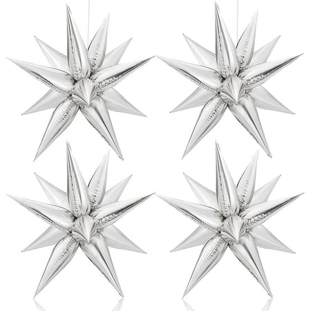 Big Silver Star Balloons Metallic, 50 Pieces - 26 Inch, Silver Star ...