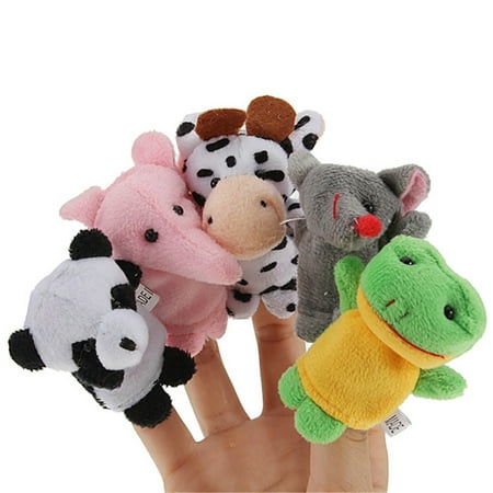 Set of 10 Zoo Farm Animal Finger Puppets Plush Furry Cloth Toys For ...