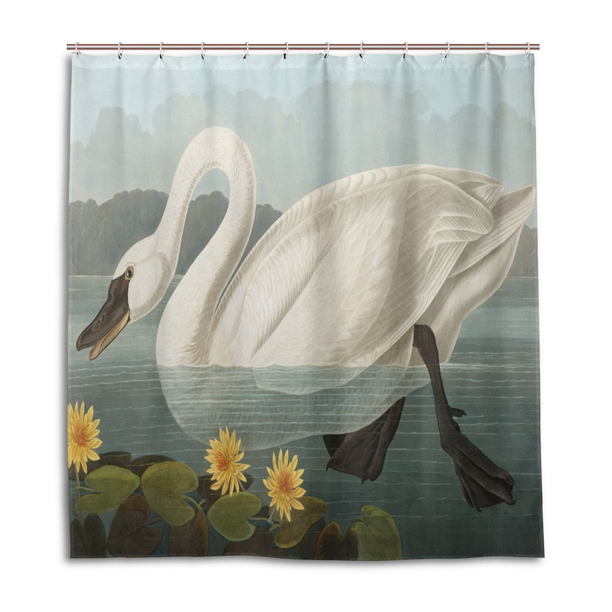 POPCreation White Swan Shower Curtain Waterproof Bathroom Shower ...