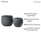 Olly & Rose Embossed Indoor & Outdoor Ceramic Plant Pot Set - Large ...