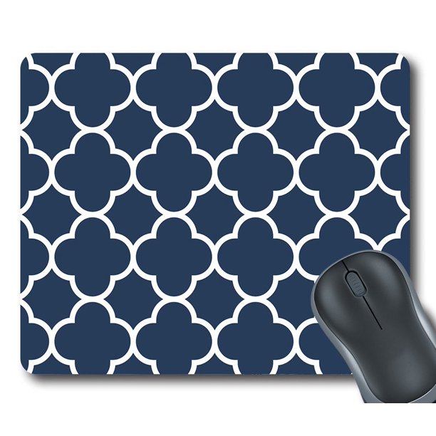 GCKG Classic Navy Blue Quatrefoil Mouse Pad Personalized Unique ...