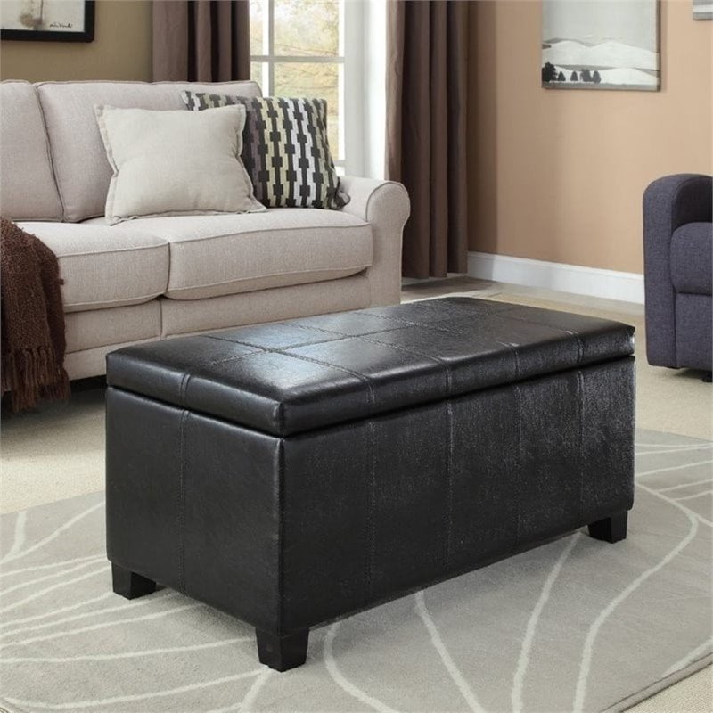Atlin Designs Faux Leather Storage Bench in Black - Walmart.com