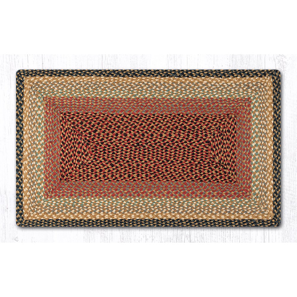 Earth Rugs RC-57 Burgundy / Gray / Cream Oblong Braided Rug 27 Inch X ...