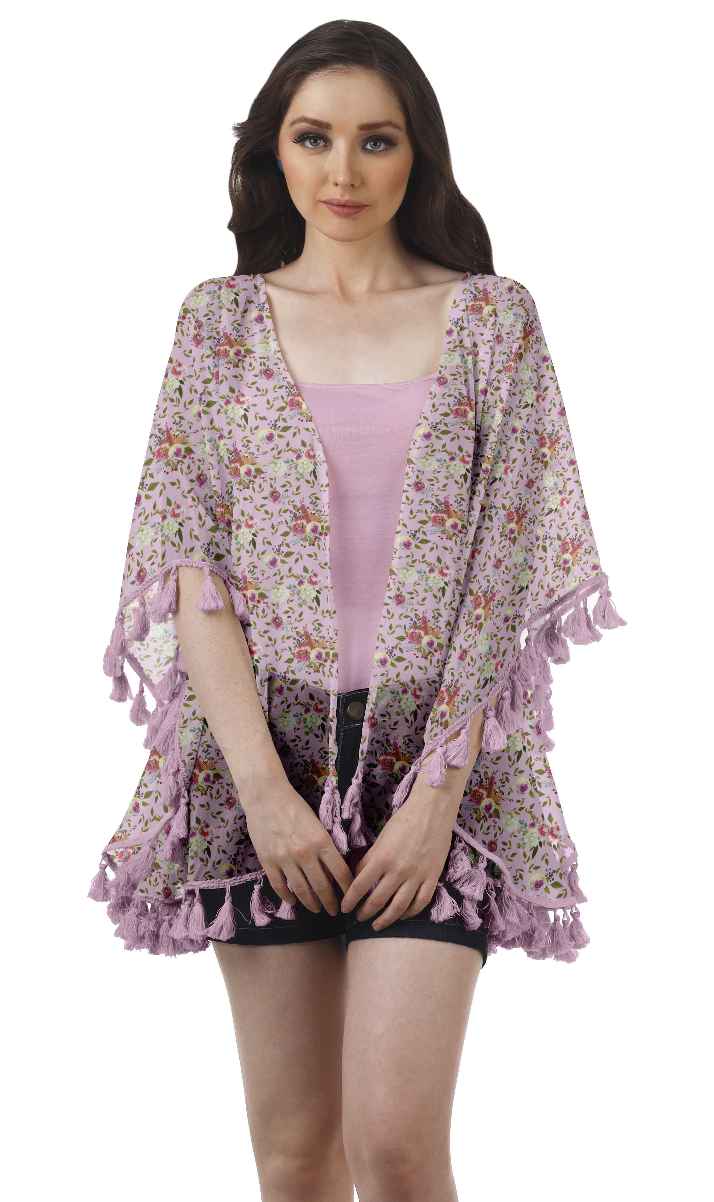 Moomaya Front Open Printed Shrug Beach Clothes For Kimono Cardigans For ...