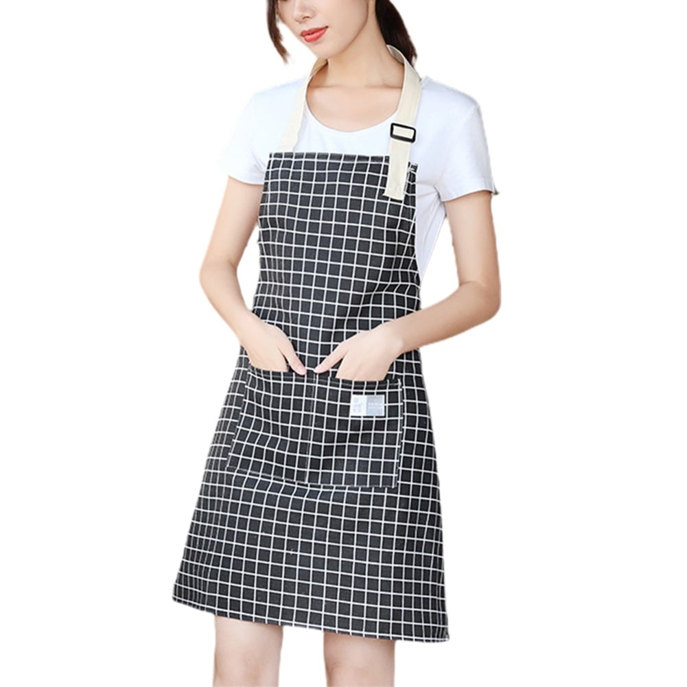 Adults Apron, Plaid Sleeveless Housekeeping Apron Hand Towel Cooking ...