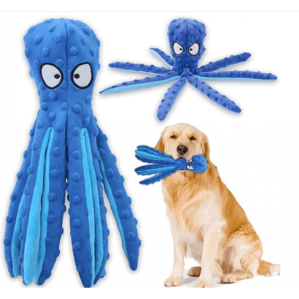 Interactive Toy, Unstuffed Octopus Dog Chew Toy with Crinkle Paper ...