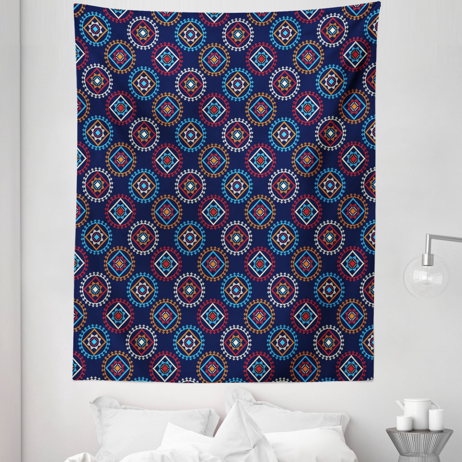 Simple Boho Tapestry, Ethnic Folk Pattern of Retro Style Geometric ...