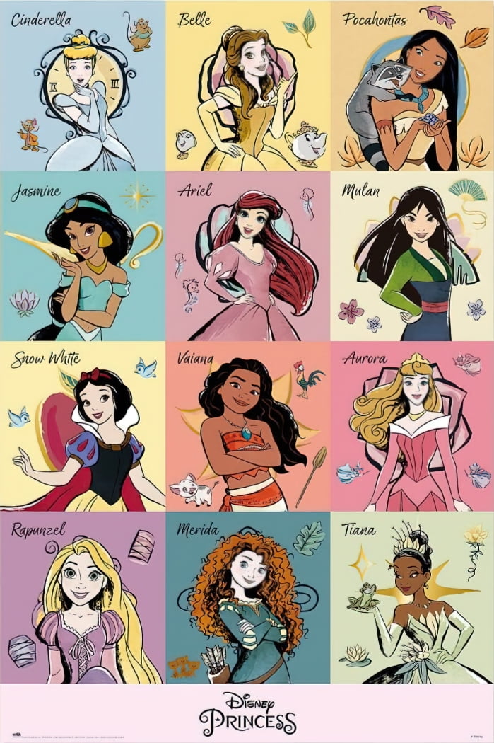 Disney Princess Poster 12 Disney Princesses Size 24 X 36