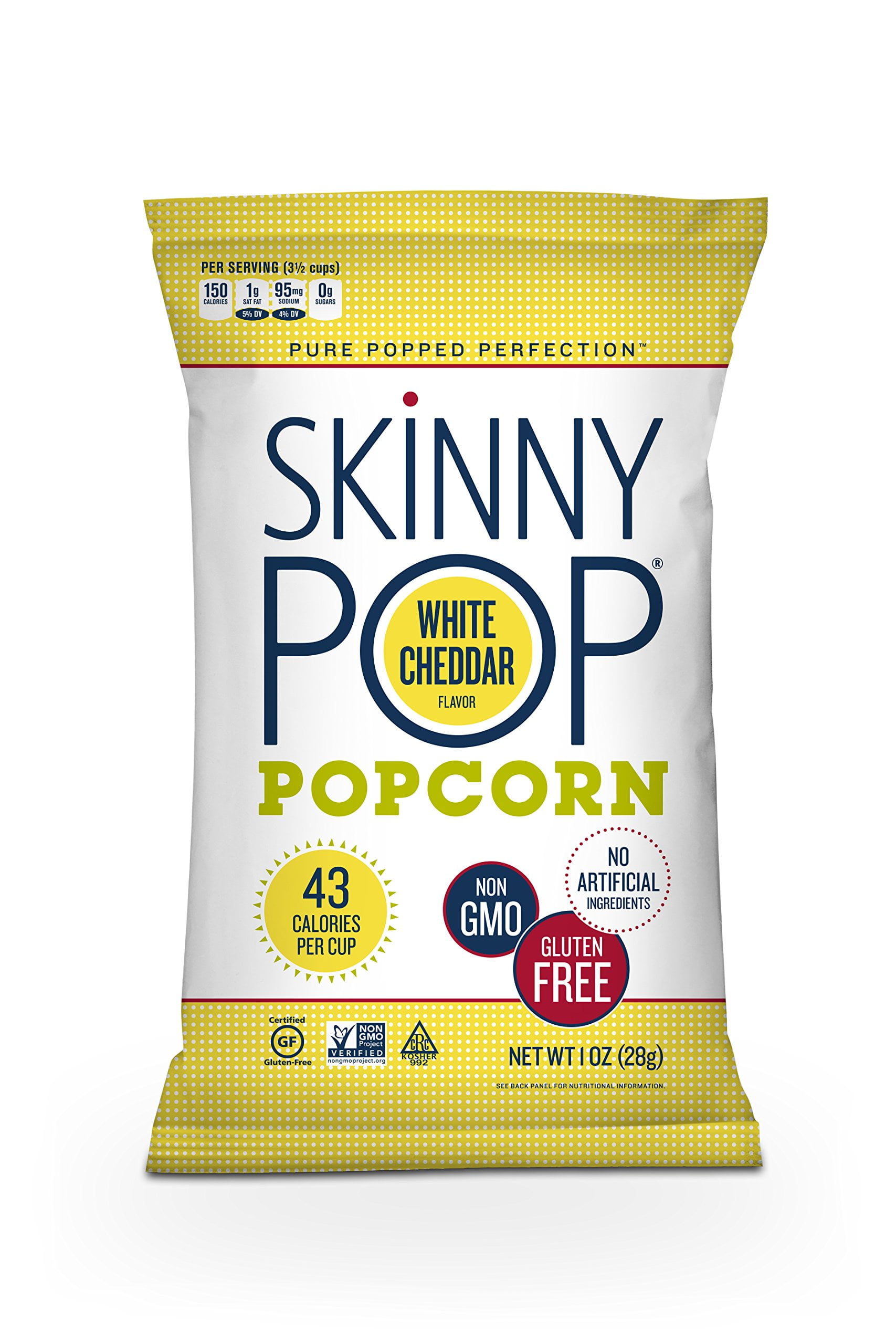 SkinnyPop Popcorn, White Cheddar, 1 Ounce (Case of 12) - Walmart.com