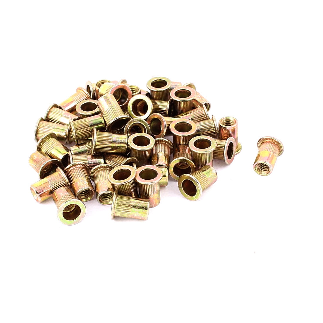 6mm Thread Dia 15mm Long Metal Rivet Nut Rivnut Insert Nutsert Gold ...