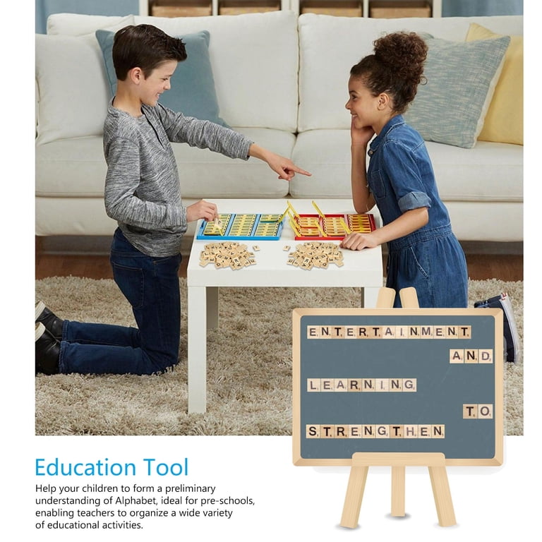 Kids Scrabble 100 Pcs Wood Scrabble Letters,A-Z Capital Scrabble ...