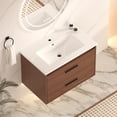 30" reddish brown Wall Mounting Bathroom Vanity, Soft Close 2 Drawer ...