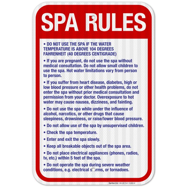 Spa Rules Sign, Pool Sign, - Walmart.com