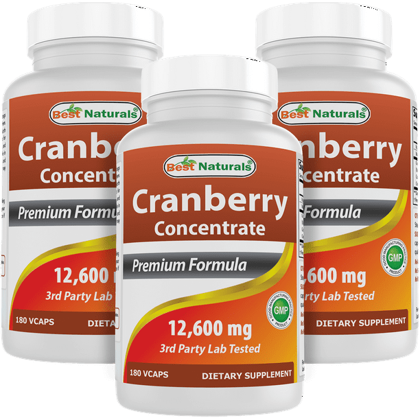 3 Pack Best Naturals Cranberry Concentrate 12600 mg 180 Vegetarian ...