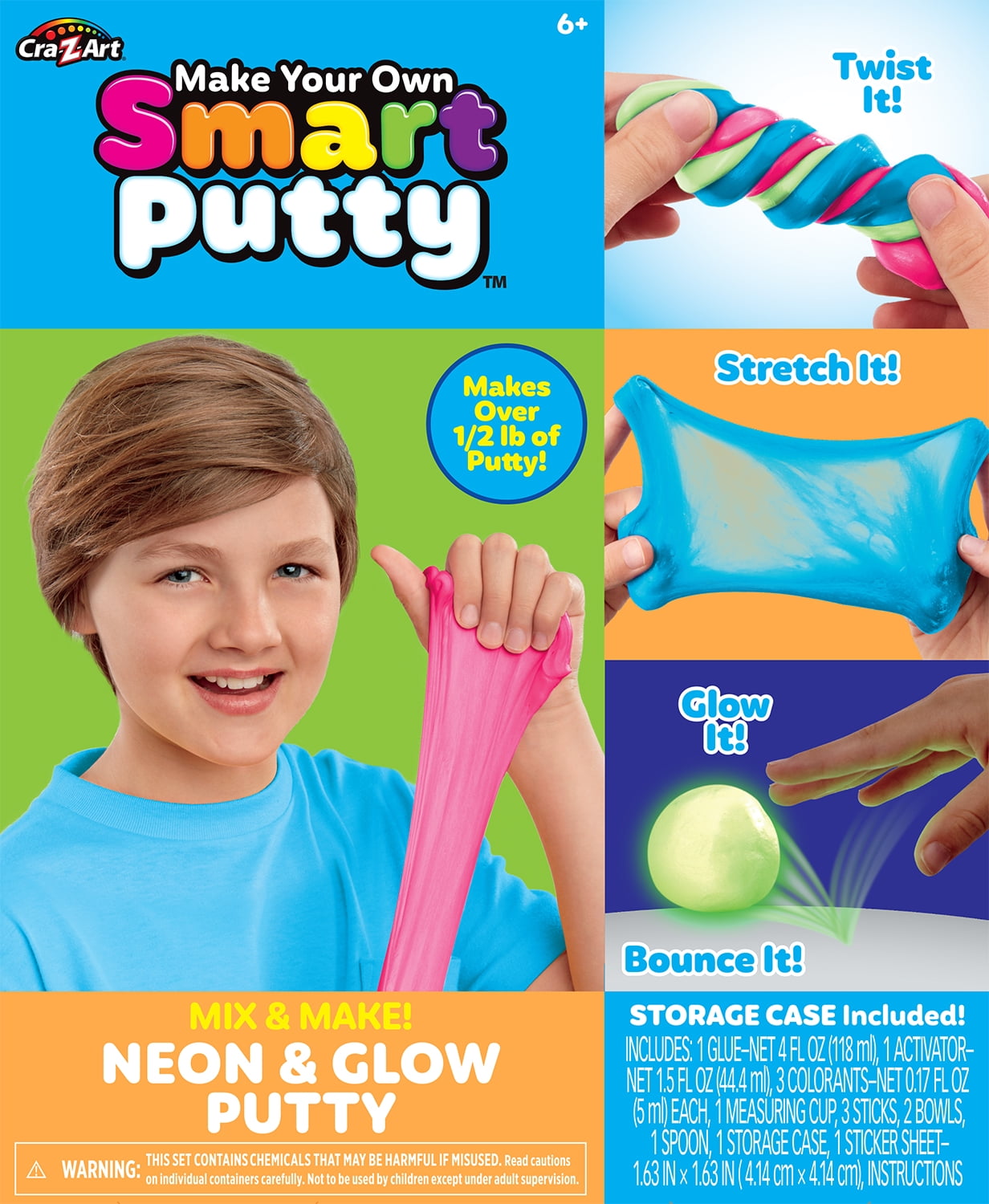 Cra-Z-Art Make Your Own Smart Putty, Neon & Glow - Walmart.com