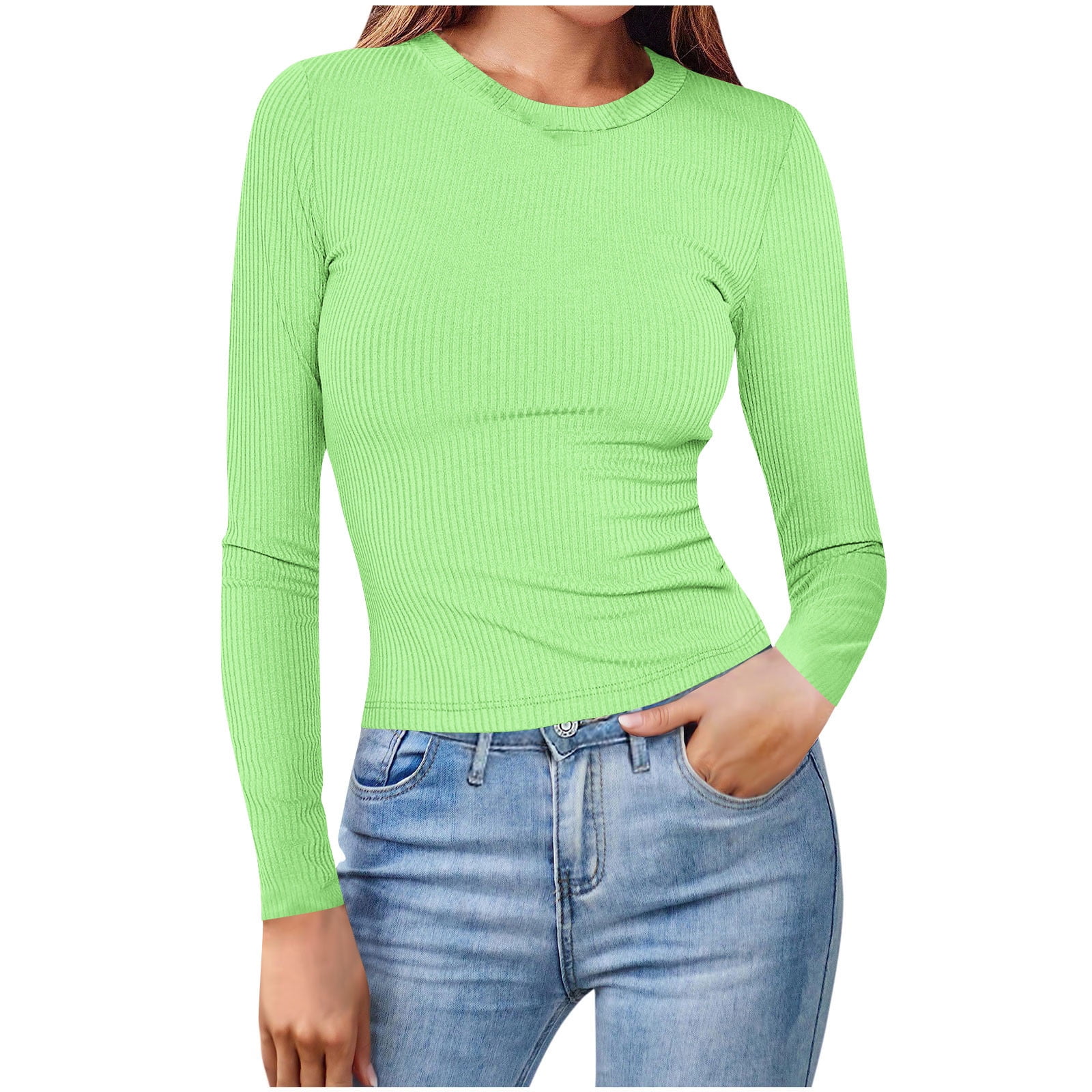 Click here for Zhonghui Women Long Sleeve Shirts Rib Knit Tops Sl... prices