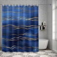 Bathroom Shower Curtain Abstract Deep Blue Sea Golden Line Waterproof ...