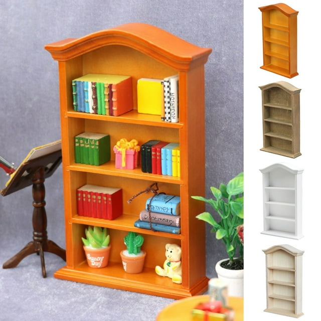 Wirlsweal 1:12 Dollhouse Bookcase Small Realistic Decorative Wooden ...