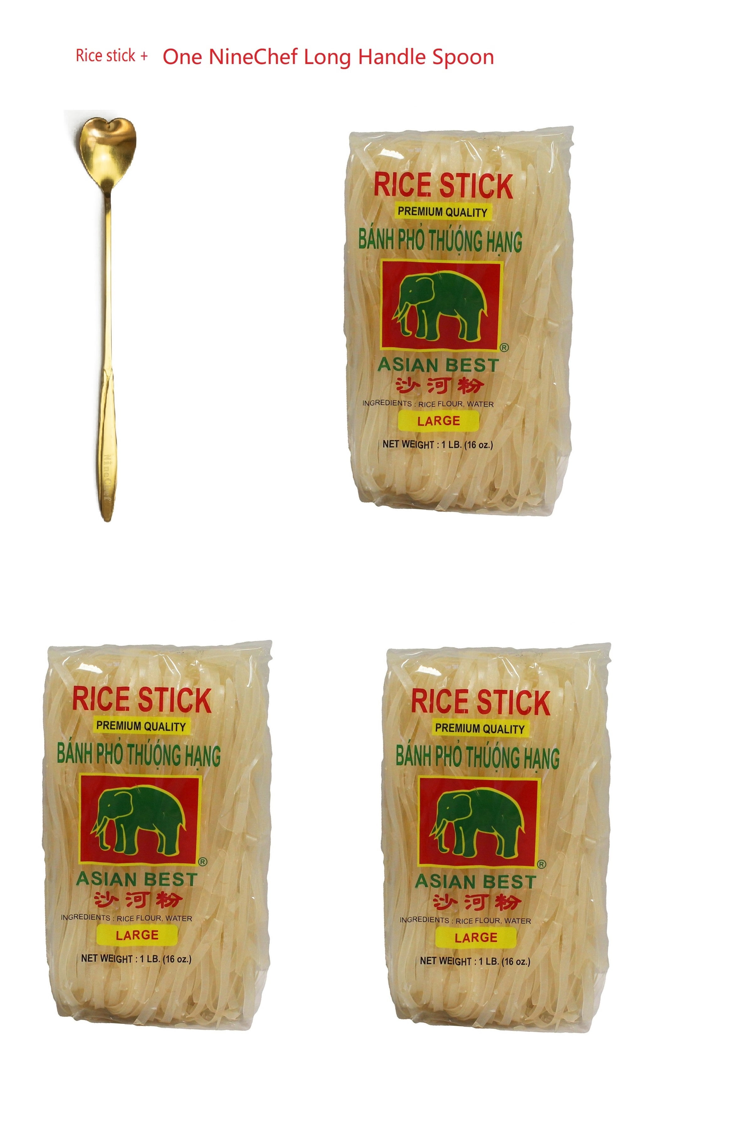 Asian Best Premium Rice Stick Noodle Large 16oz (3 Pack) Plus one ...