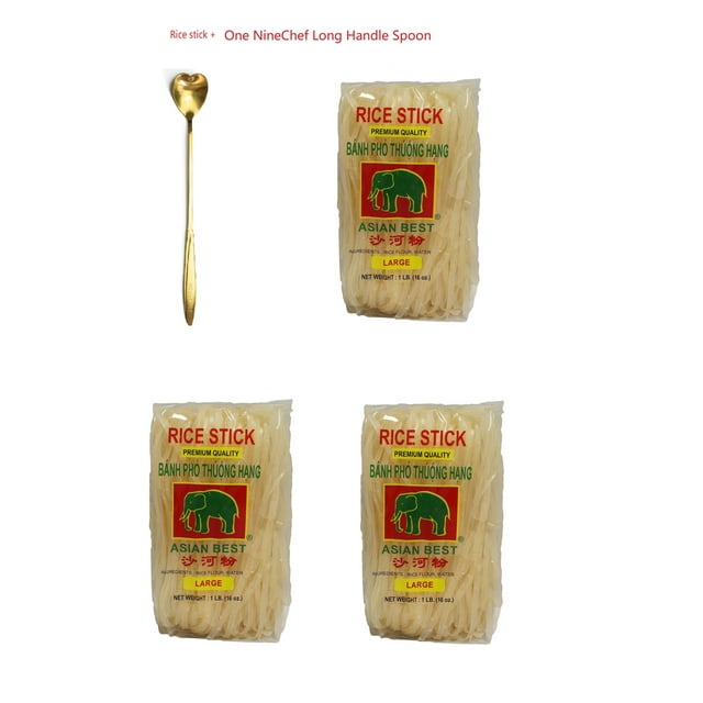 Asian Best Premium Rice Stick Noodle Large 16oz (3 Pack) Plus one ...