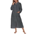 Ekouaer Women Zipper Robe Fleece Long Sleeves Bathrobe Sleepwear Warm ...