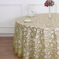 BalsaCircle 120" Gold Embroidered Leaves Sequined Sheer Tulle Round ...