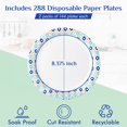 8.375 Inch Disposable Paper Plates 288 Pack, Soak Proof Cut Resistant ...