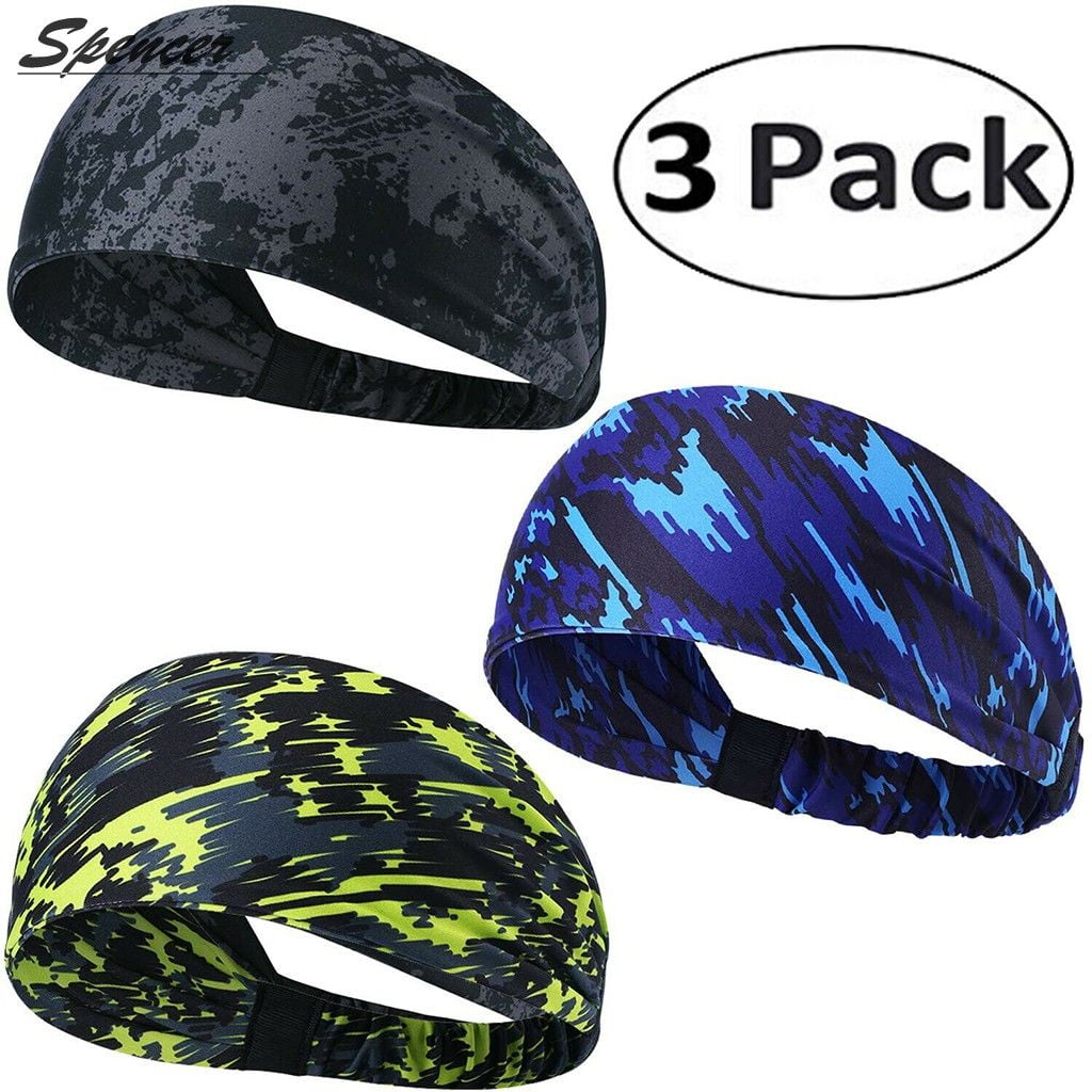 Spencer 3 Pack Men Women Sports Sweatband Elastic Wicking Non Slip ...