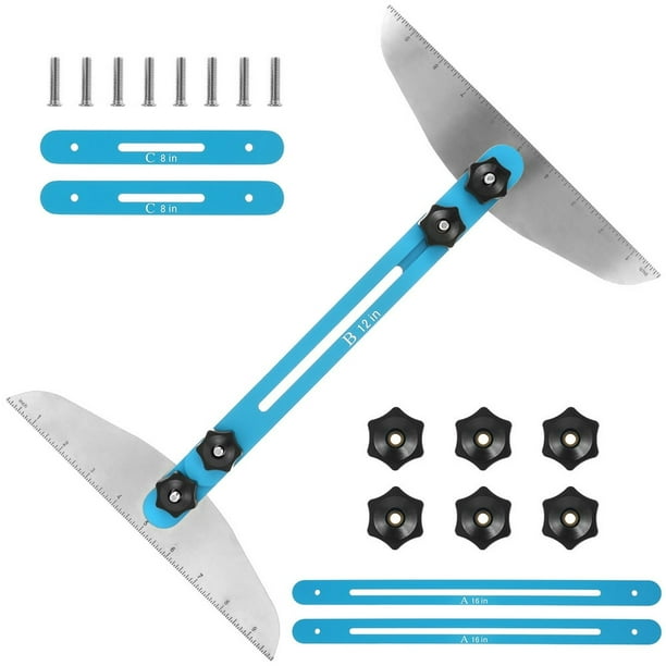 AMERTEER Stair Tread Measuring Tool Adjustable Metal Measuring Stair ...