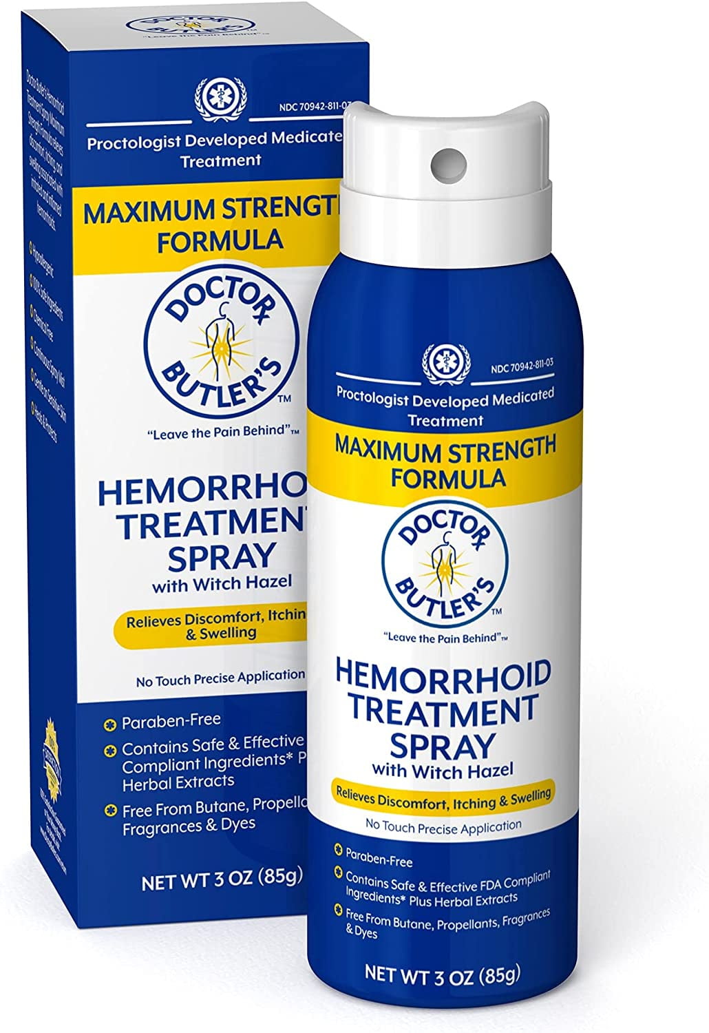 Doctor Butler's Hemorrhoid Spray with Witch Hazel and Aloe Vera for ...