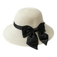 Only Moment White Women Wide Brim Summer Sun Hat Bamboo fiber Ponytail ...