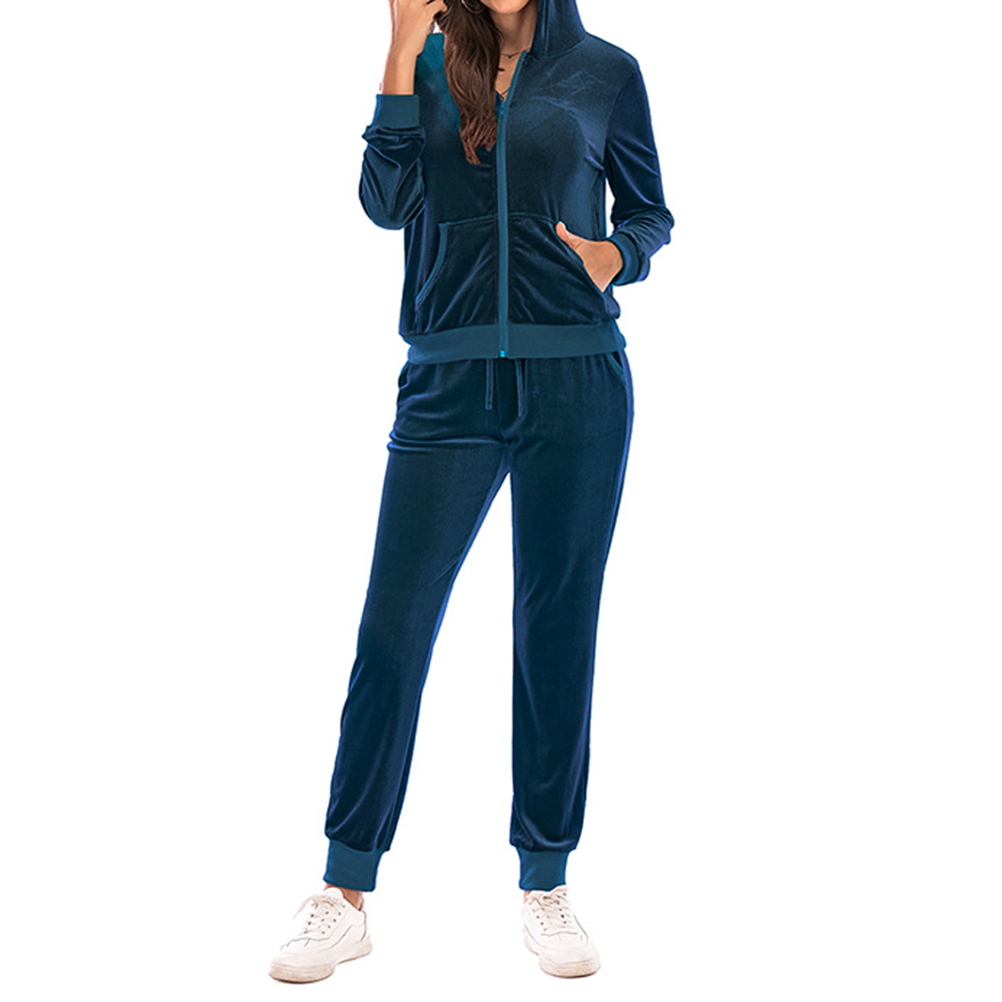 Click here for Wifornt Women 2 Piece Tracksuits Solid Color Zippe... prices
