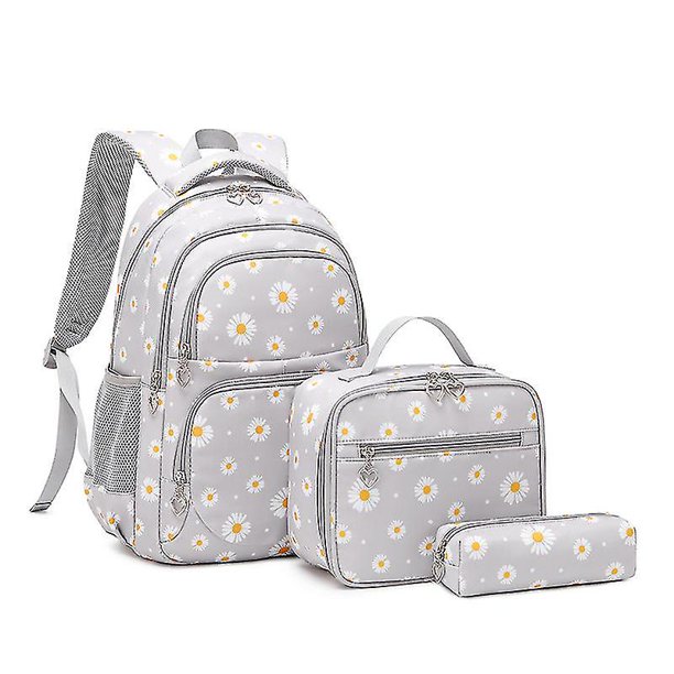 Three Piece Backpack Set With Daisy Print Includes Backpack + Lunch Bag ...
