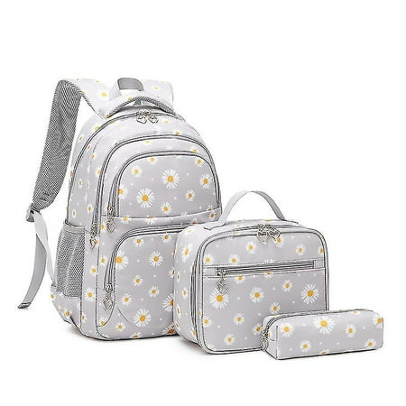 Three Piece Backpack Set With Daisy Print Includes Backpack + Lunch Bag ...