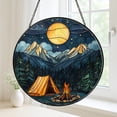 Campfire Night Fantasy Theme Stained Glass Window Hanging, Decorative ...