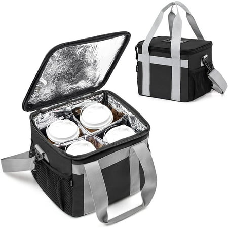 4-Cup Reusable Drink Carrier Delivery with Bottom Padded Pad, Beverage ...