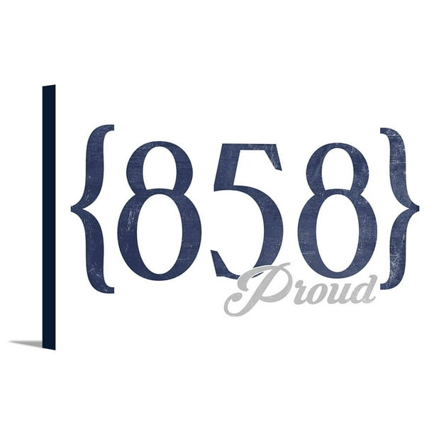 San Diego, California - 858 Area Code (Blue) - Lantern Press Artwork ...