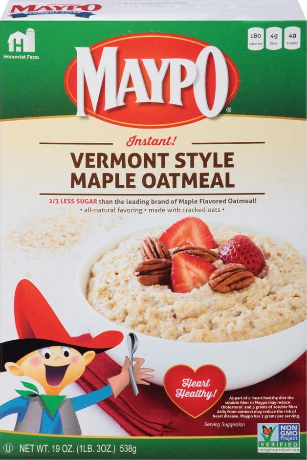 MAYPO Instant Maple Oatmeal Cereal Vermont Style, 19 OZ (Pack of 12 ...